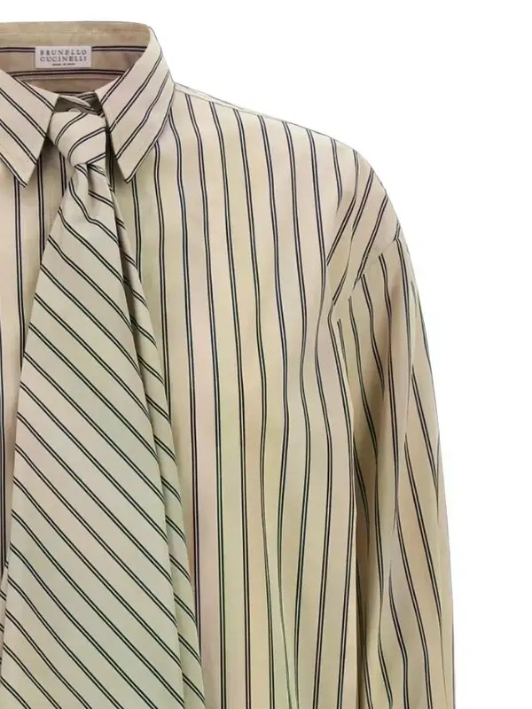 Brunello Cucinelli Striped Tie-detailed Shirt