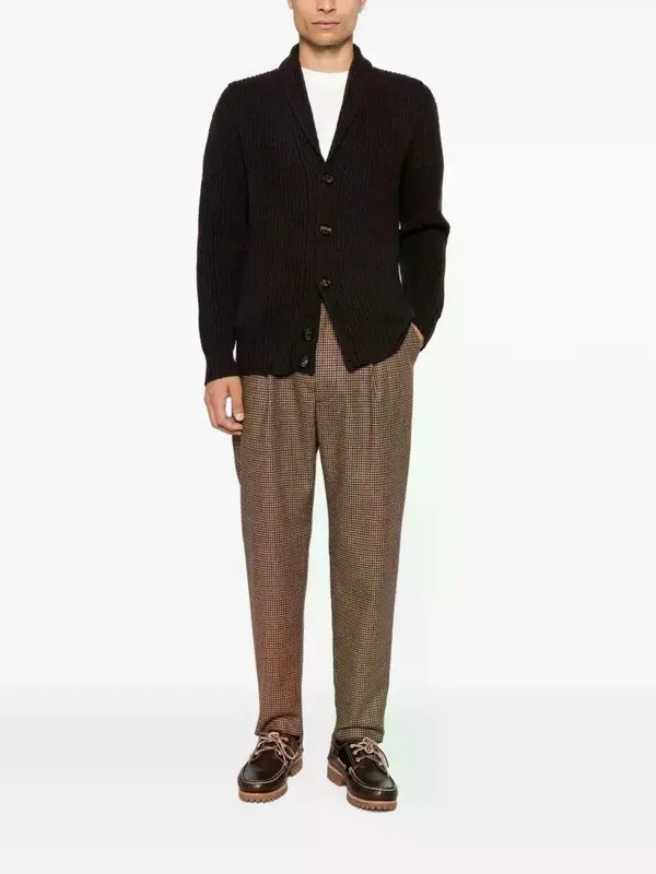 Eleventy Houndstooth-pattern Pleated Trousers