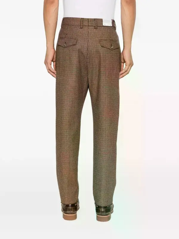Eleventy Houndstooth-pattern Pleated Trousers