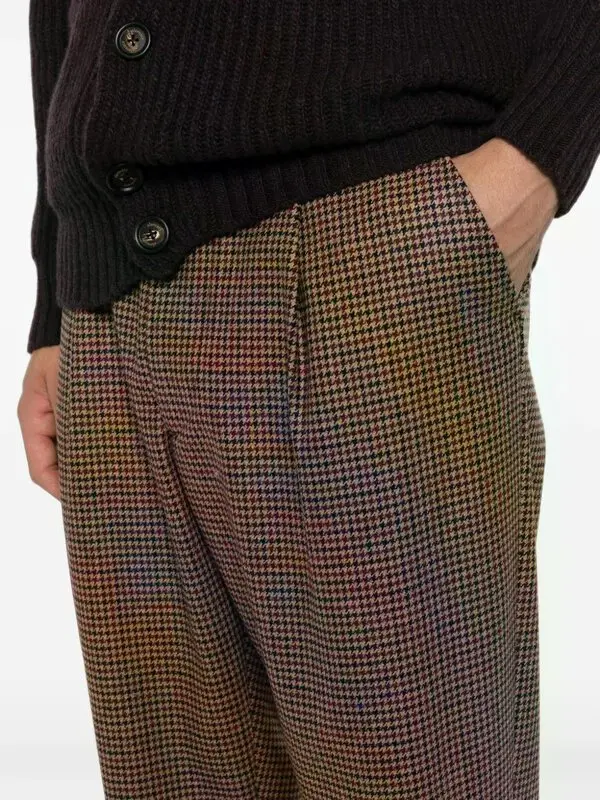 Eleventy Houndstooth-pattern Pleated Trousers
