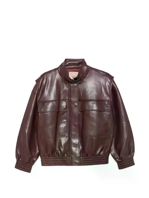 TWINSET High-neck Faux-leather Jacket - Red