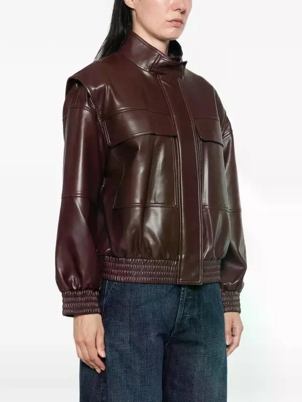 TWINSET High-neck Faux-leather Jacket With Panelled Design