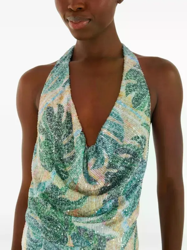 Farm Rio Sequin-embellished Halterneck Swimsuit