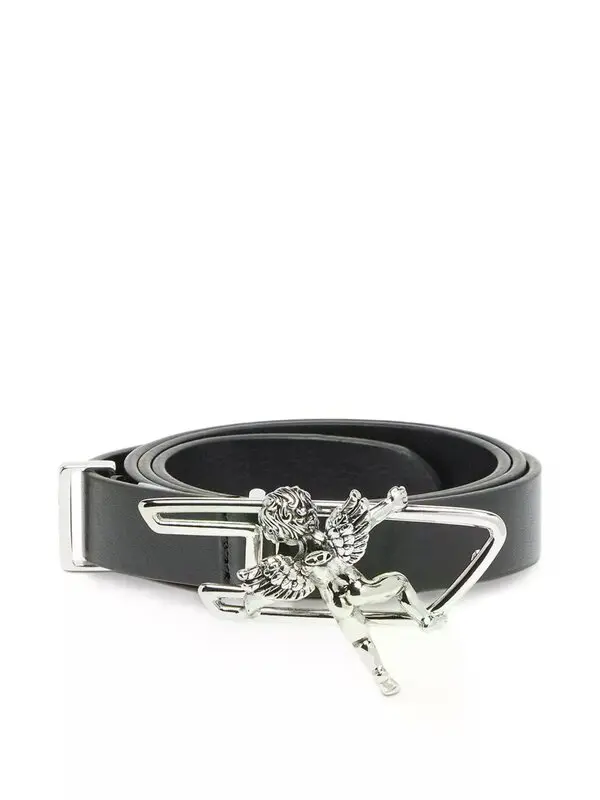 DIESEL® 2cm Leather Belt With Cherub D-outline Buckle - Black
