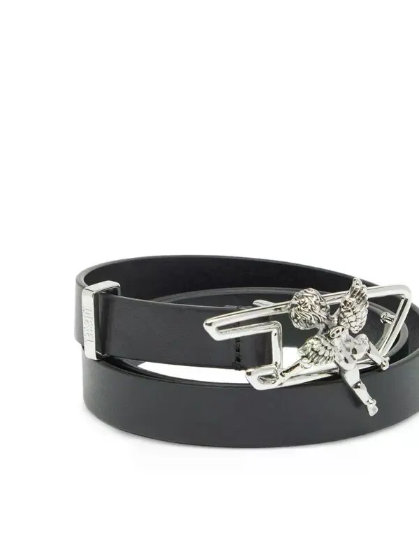 DIESEL® 2cm Leather Belt With Cherub D-outline Buckle