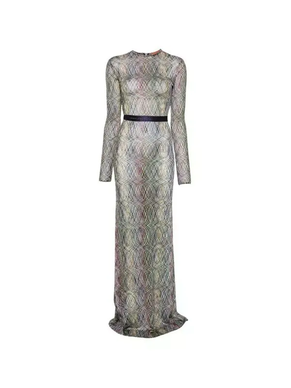 Missoni Zigzag Knit Open-back Maxi Dress - Grey