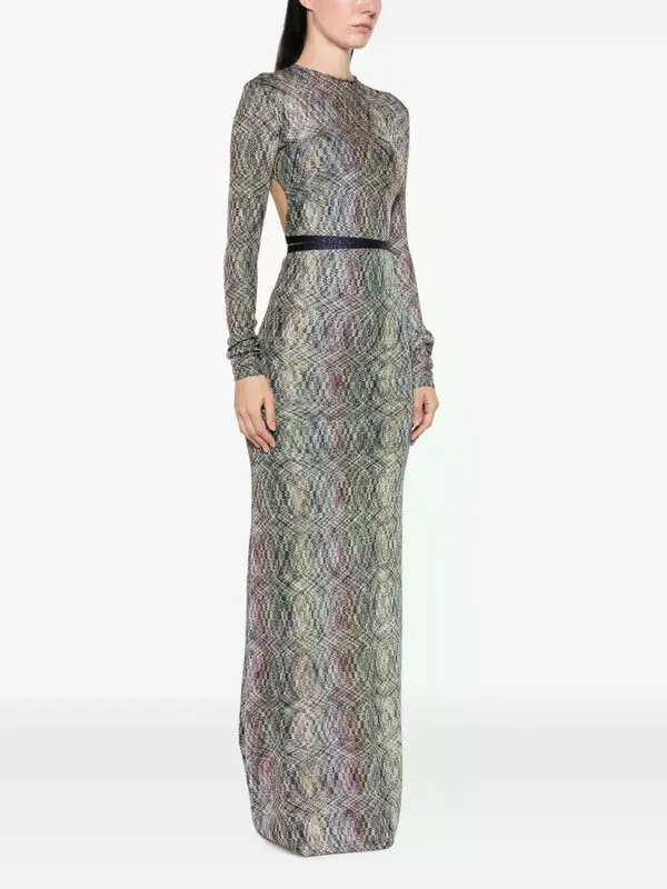 Missoni Zigzag Knit Open-back Maxi Dress