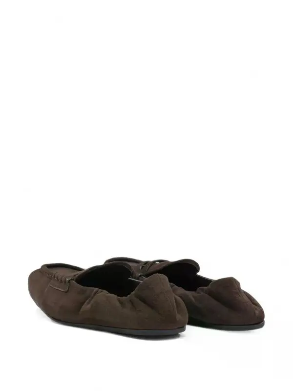 Miu Miu Ruches Suede Loafers - Brown