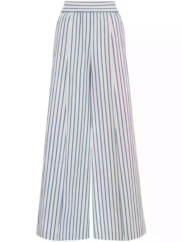 Brunello Cucinelli Striped Wide-leg Trousers - White