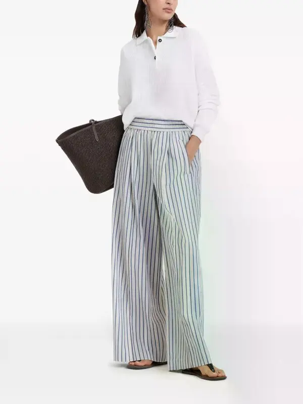 Brunello Cucinelli Striped Wide-leg Trousers