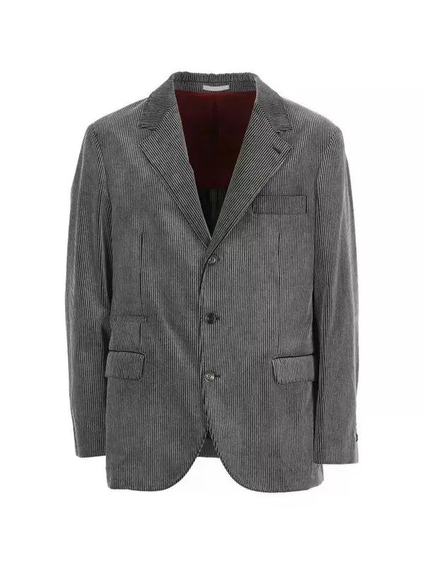 Brunello Cucinelli Corduroy Single-breasted Blazer - Grey