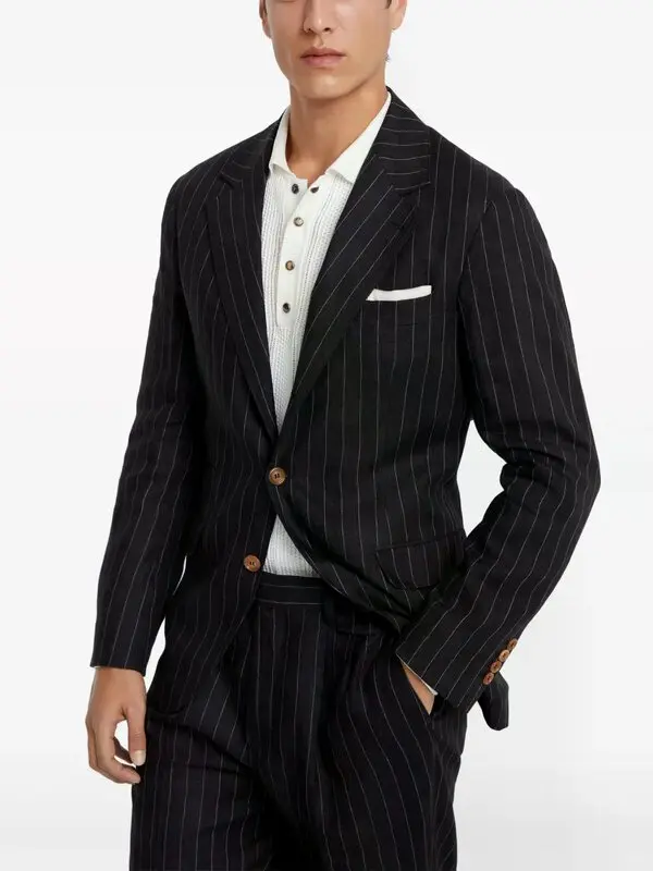 Brunello Cucinelli Chalk-stripe Linen Blazer