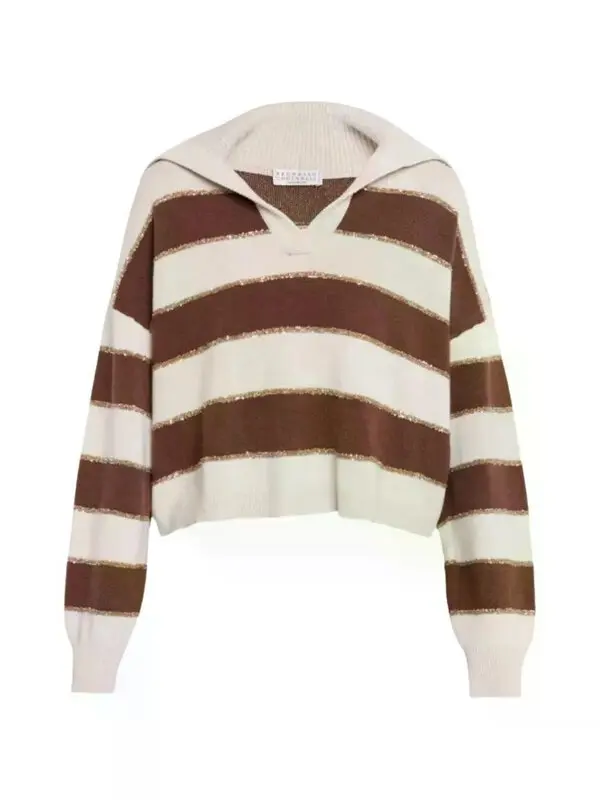 Brunello Cucinelli Sequin-embellished Striped Sweater - Neutrals