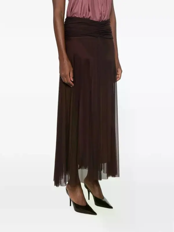 TWINSET Ruched-waist Mesh Skirt