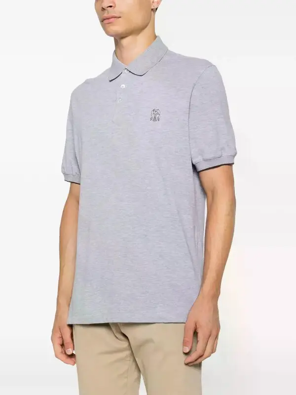 Brunello Cucinelli Logo-embroidered Piqué Polo Shirt - Grey