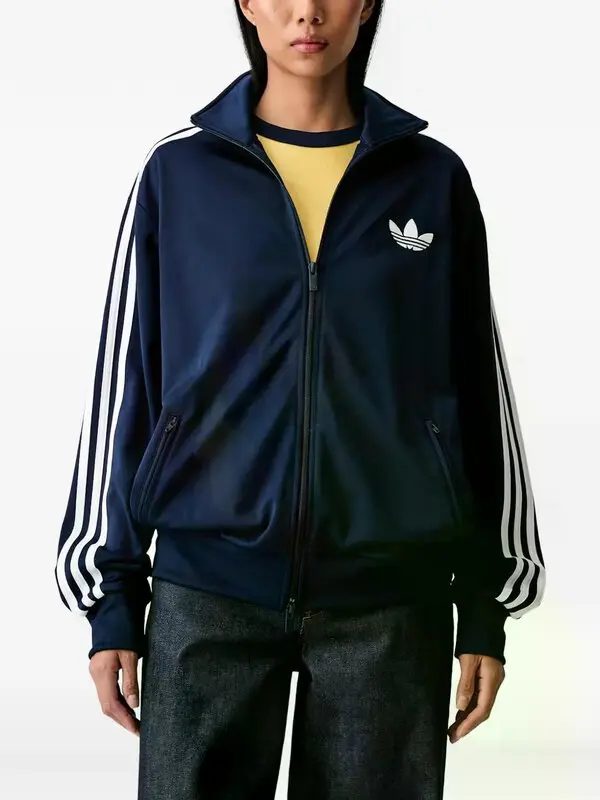 Adidas Firebird Logo-embroidered Striped Sweater - Blue