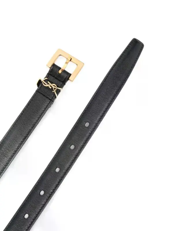 Saint Laurent Cassandre Thin Leather Belt