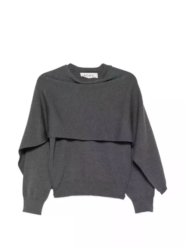 RÓHE Cape-overlay Knitted Sweater - Grey