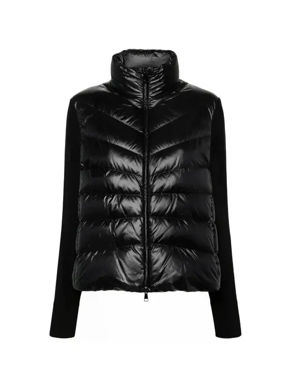 Moncler Quilted Wool-sleeve Sweater - Black