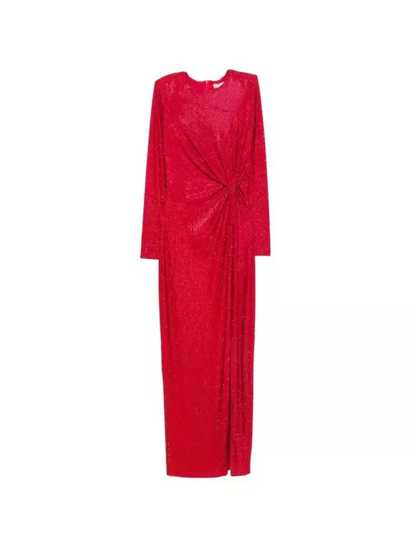 TWENTY FOURHAITCH Embellished Twisted Detail Maxi Dress - Red