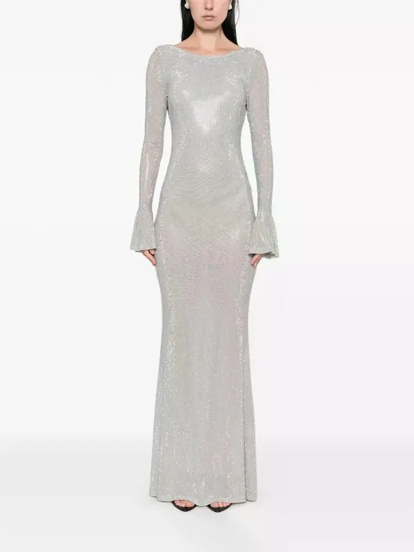 TWENTY FOURHAITCH Embellished Bell Sleeve Maxi Dress