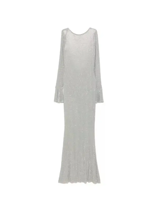 TWENTY FOURHAITCH Embellished Bell Sleeve Maxi Dress - Grey
