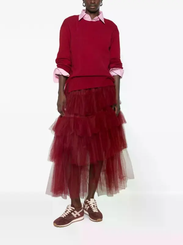 BEYOU Side-slit Crew-neck Sweater