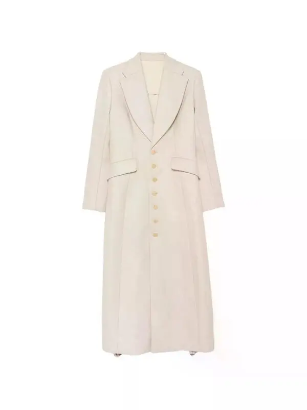 QUETSCHE Lace-panelled Single-breasted Coat - Neutrals