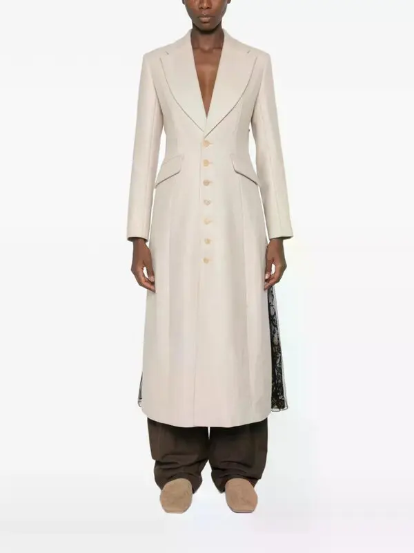 QUETSCHE Lace-panelled Single-breasted Coat
