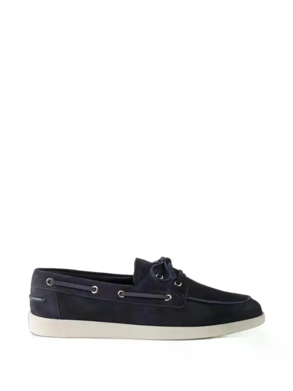 Prada Suede Boat Shoes With Laces - Blue