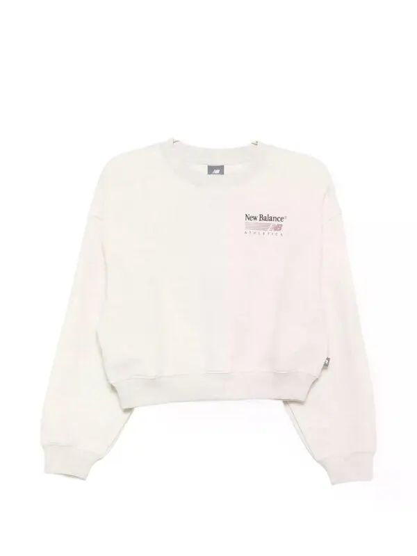 NEW BALANCE Logo-print Cropped Sweater - Neutrals