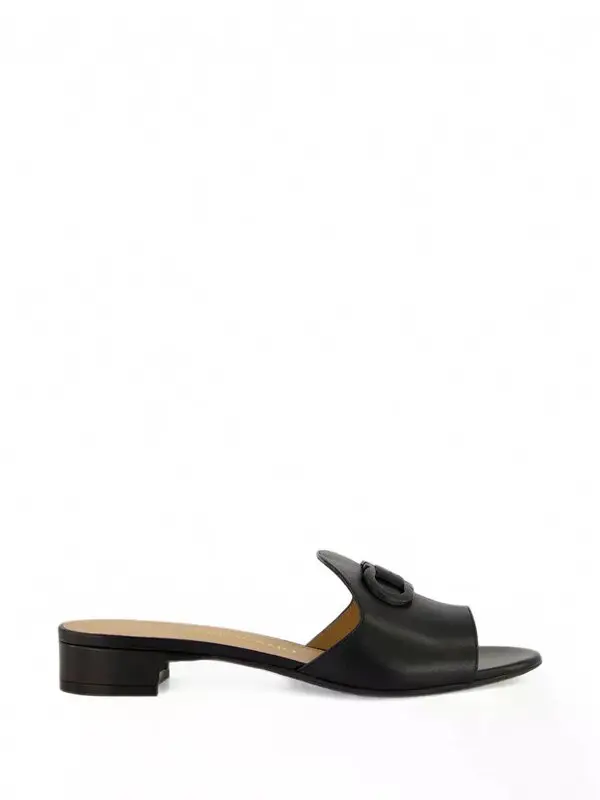 FERRAGAMO Gancini Ornament Slides - Black