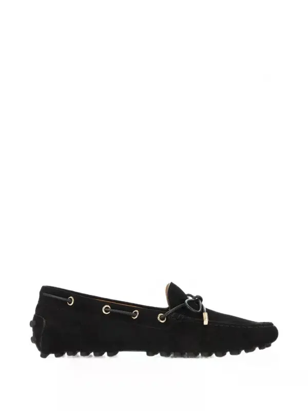 TOD'S Bow-detail Suede Loafers - Black