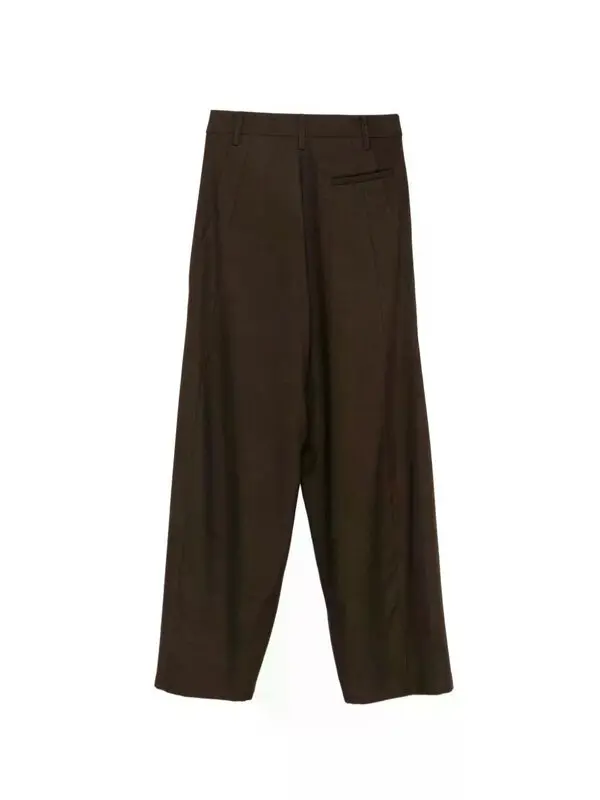 FRENKEN Pleated Wide-leg Trousers - Brown