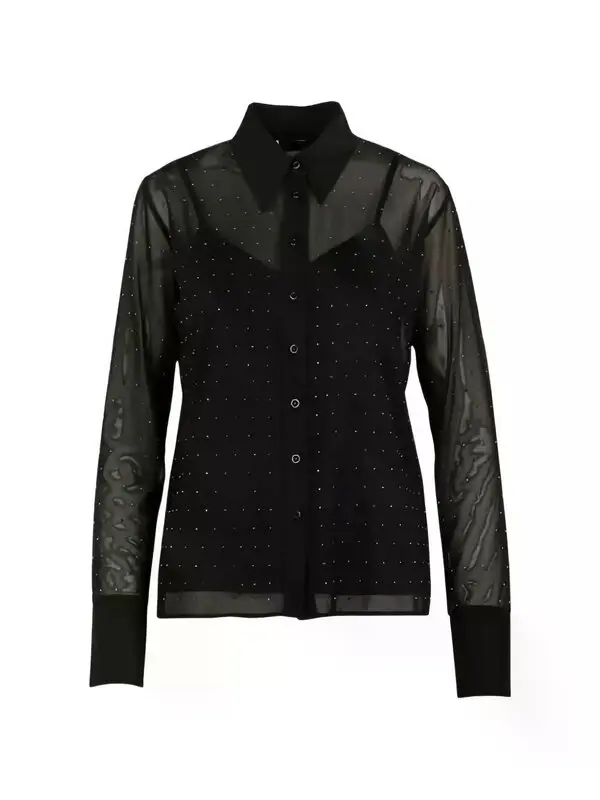Liu Jo Tulle Shirt With Gemstones - Black
