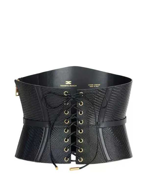 Elisabetta Franchi Bustier Leather Belt - Black