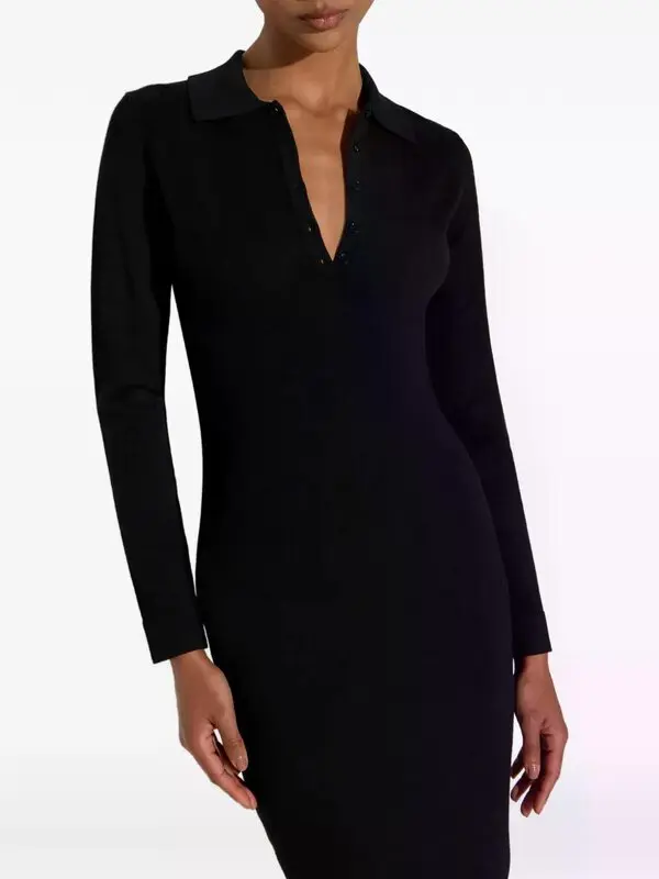 Elisabetta Franchi Knit Polo Collar Midi Dress