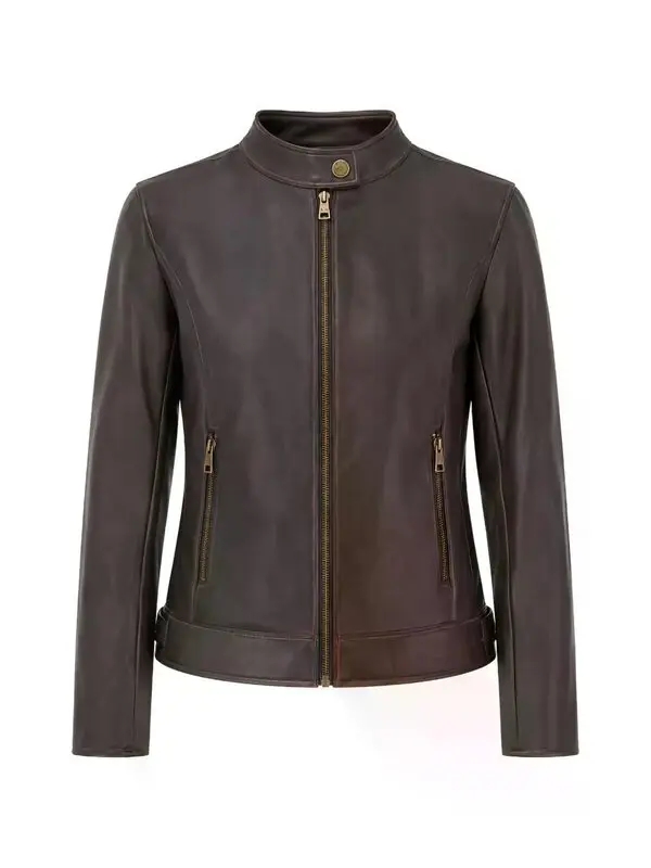 Liu Jo Coated Fabric Biker Jacket - Brown