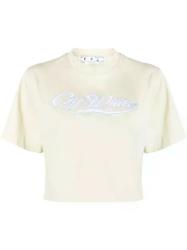 Off-White Logo-print Cropped T-shirt - Neutrals