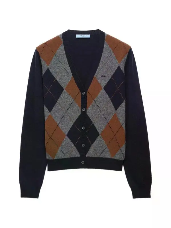 Prada Argyle Cashmere Cardigan - Blue
