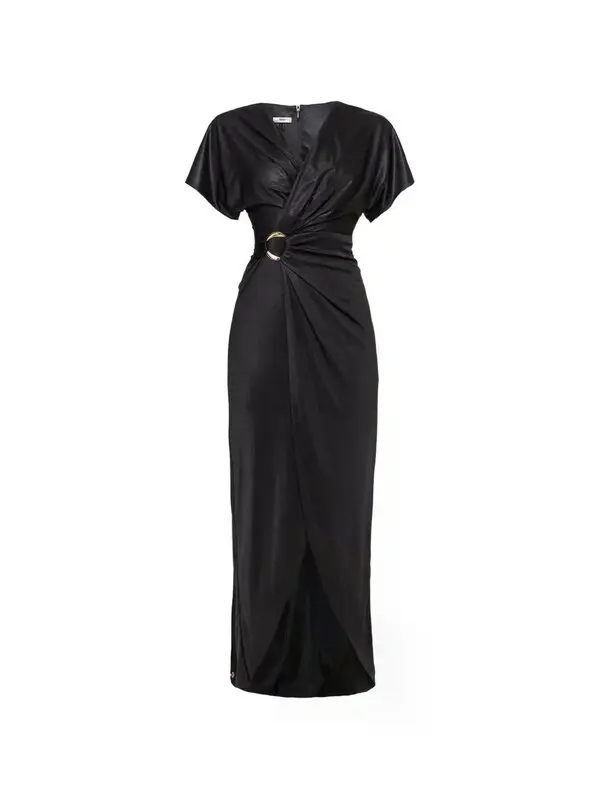 NISSA Metallic-detail Midi Dress - Black