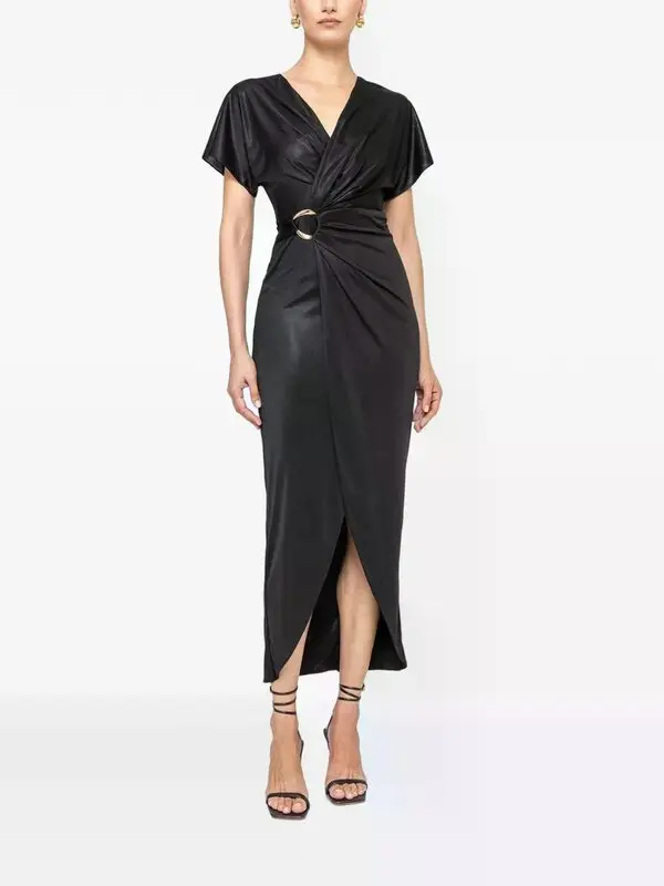 NISSA Metallic-detail Midi Dress