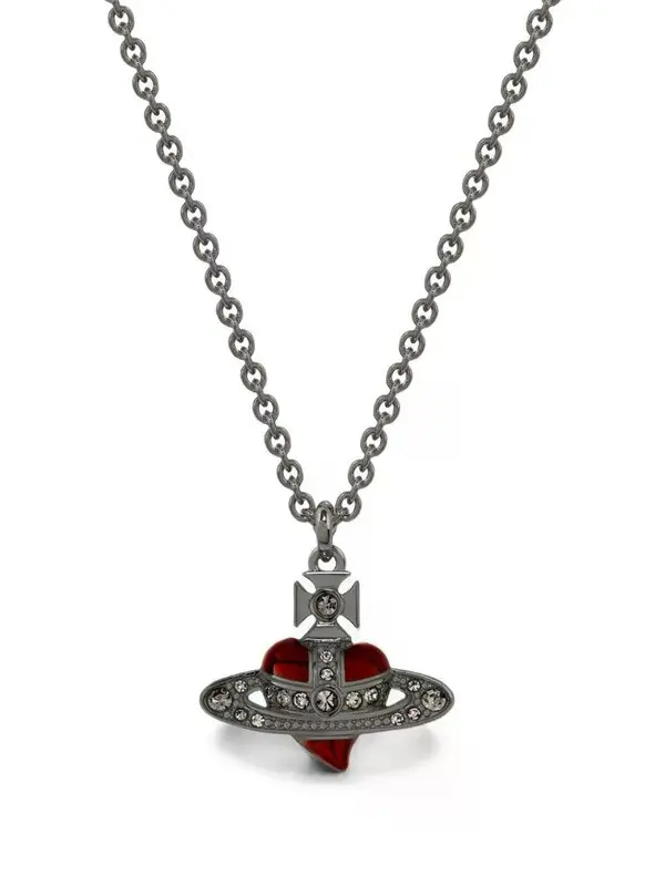VIVIENNE WESTWOOD Man. Diamante Heart Pendant Necklace - Grey