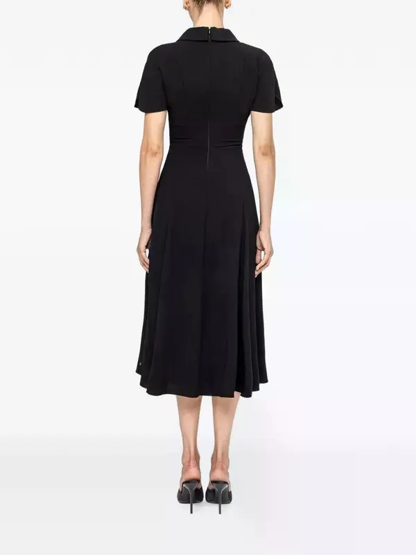 NISSA Floral Detail Midi Dress - Black