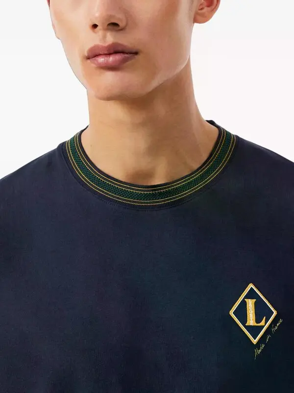 Lacoste Logo-embroidered Contrast-trim T-shirt