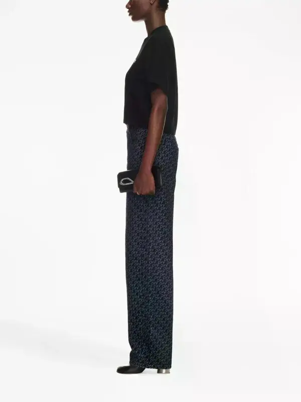Off-White Logo-jacquard Straight-leg Jeans - Blue