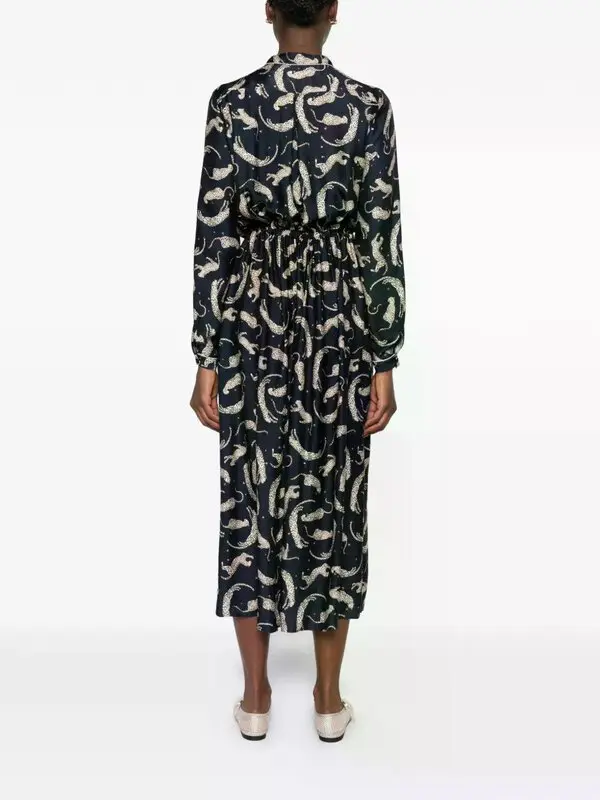FORTE_FORTE Leopard-print Midi Dress - Blue