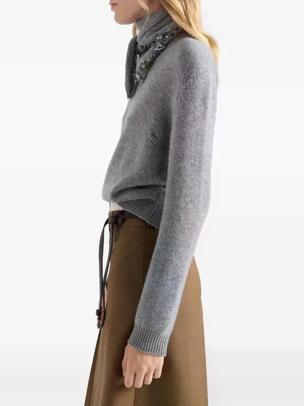 Prada Cashmere Crew-neck Sweater With Scarf