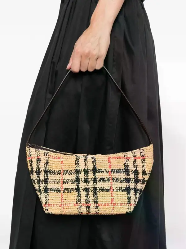 Burberry Margate Shoulder Bag In Raffia - Neutrals