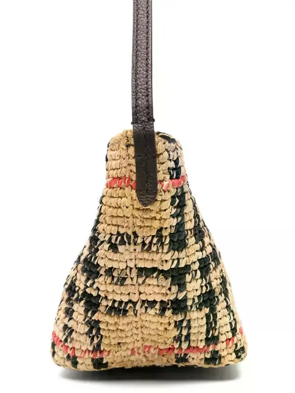 Burberry Margate Shoulder Bag In Raffia - Neutrals